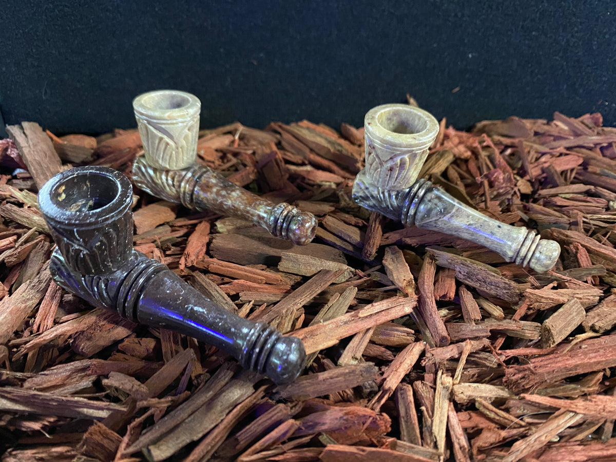 Decoratively Carved Stone Pipe – Marea PR